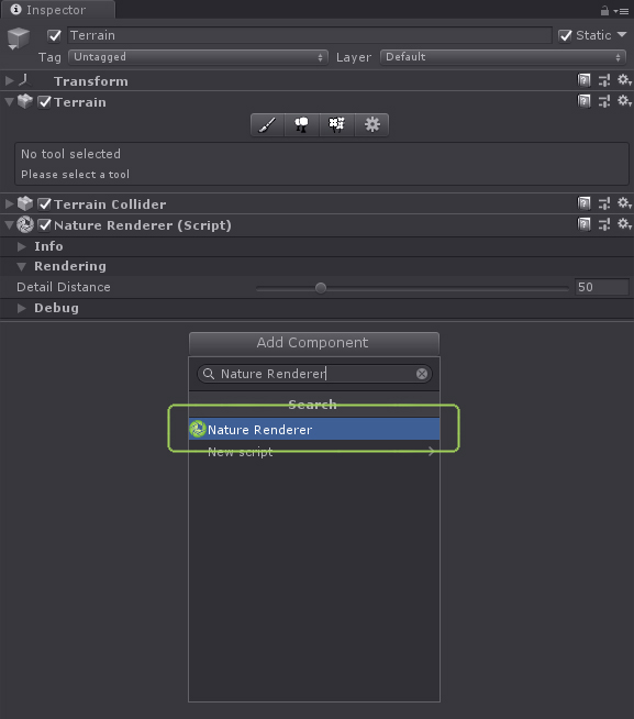 Documentation_Nature-Renderer_Add-Component-To-Terrain