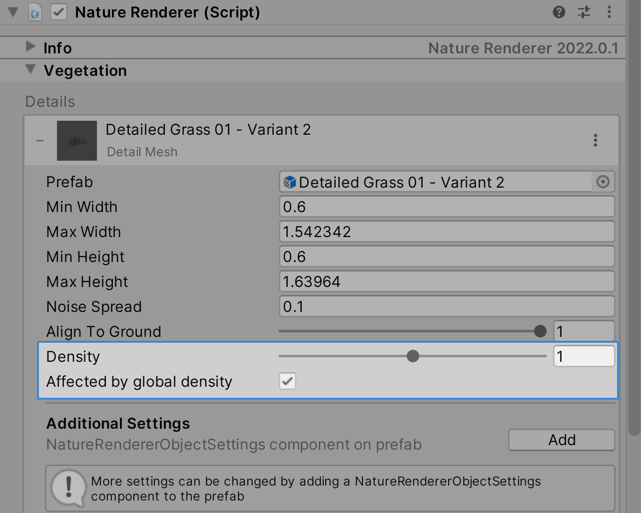 Detail objects are placed and rotated randomly and the exact distribution can change when ...