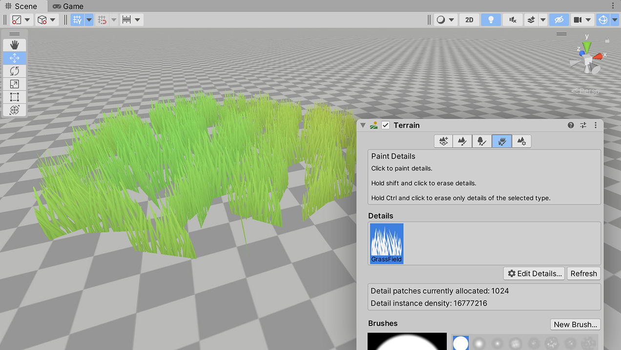 Example grass texture in the default Unity renderer