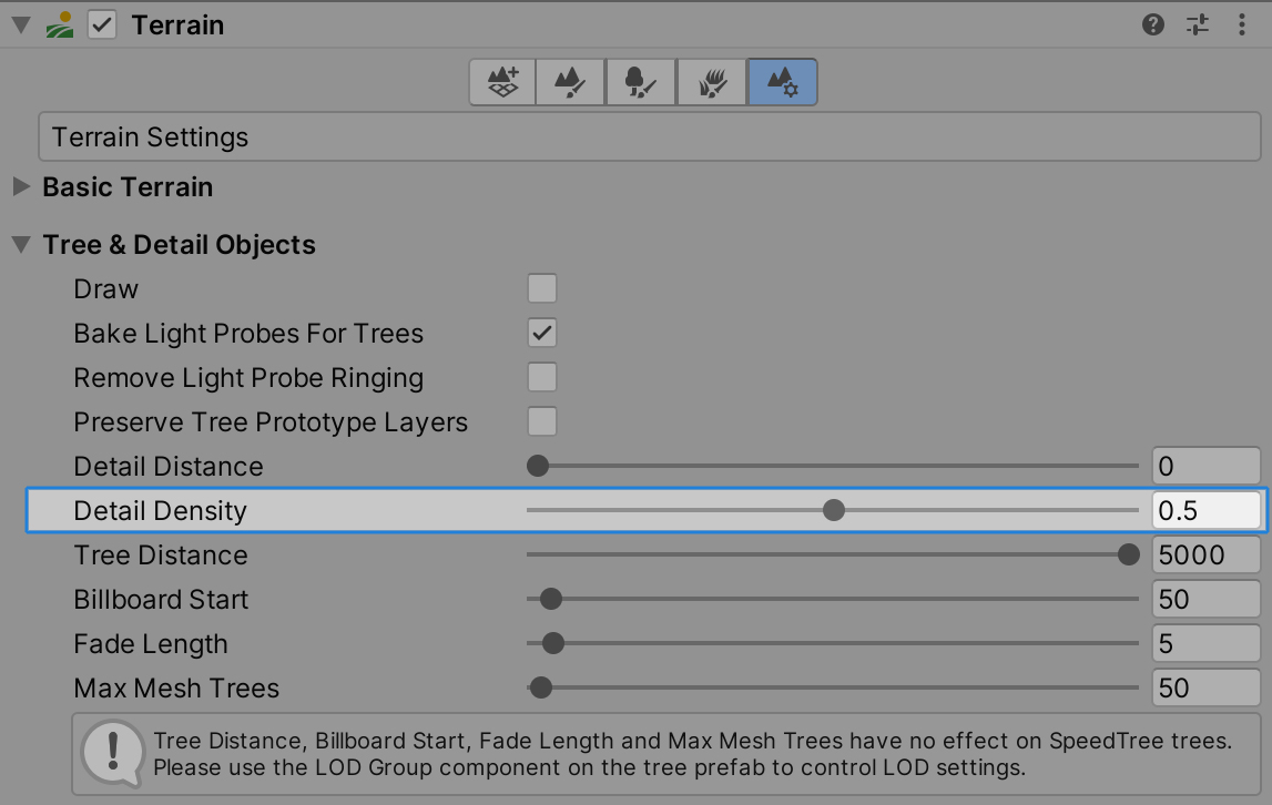 The global density only applies to detail objects, trees always render ...